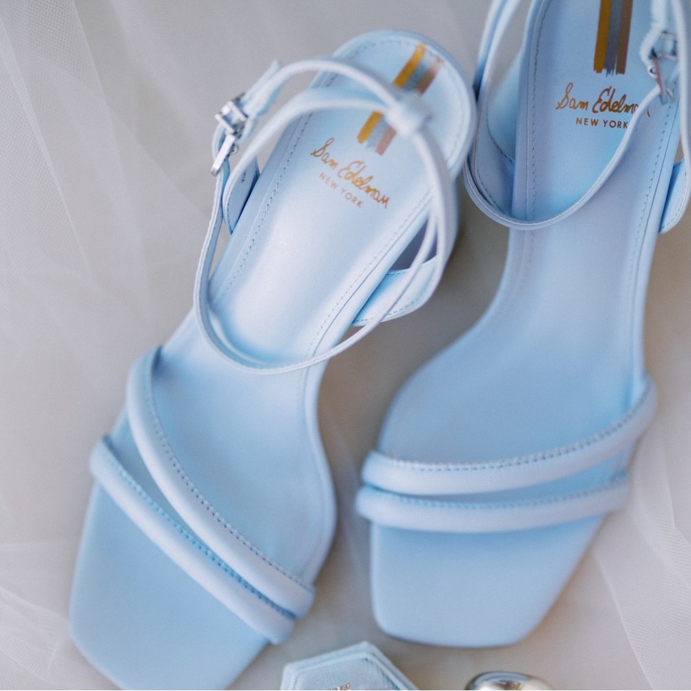 Sam Edelman Kia Block Heel Sandal In Riviera Blue Lea… - Gem